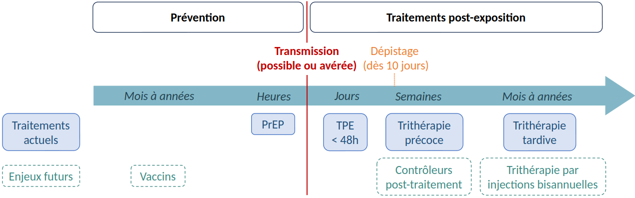 Prévention et traitement des infections au VIH au cours du temps (avant ou après exposition ...